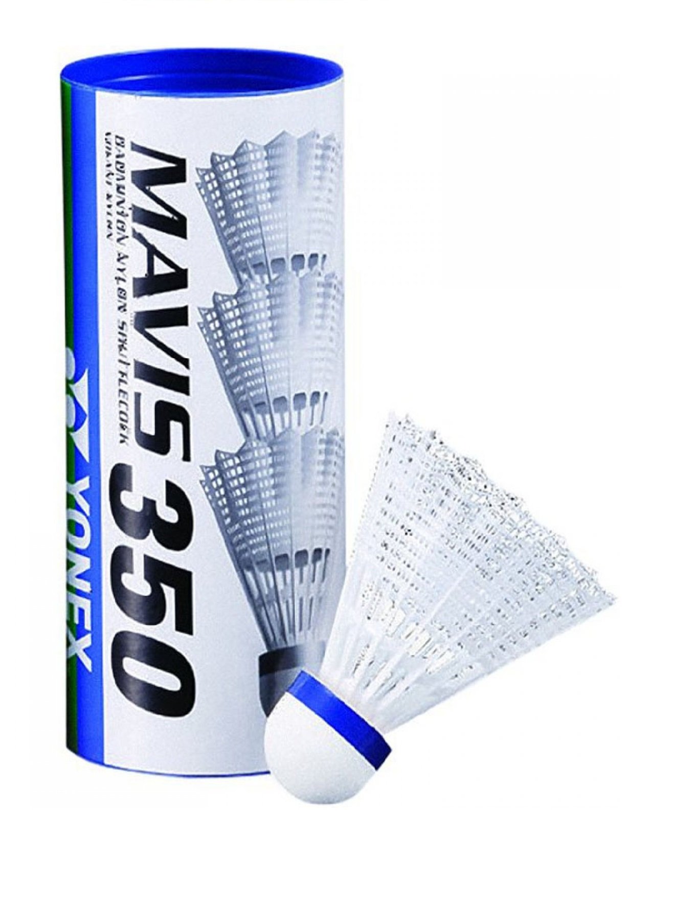 YONEX Mavis 350 Medium Speed Badminton Ball (Pack of 6) - White/Blue, One Size