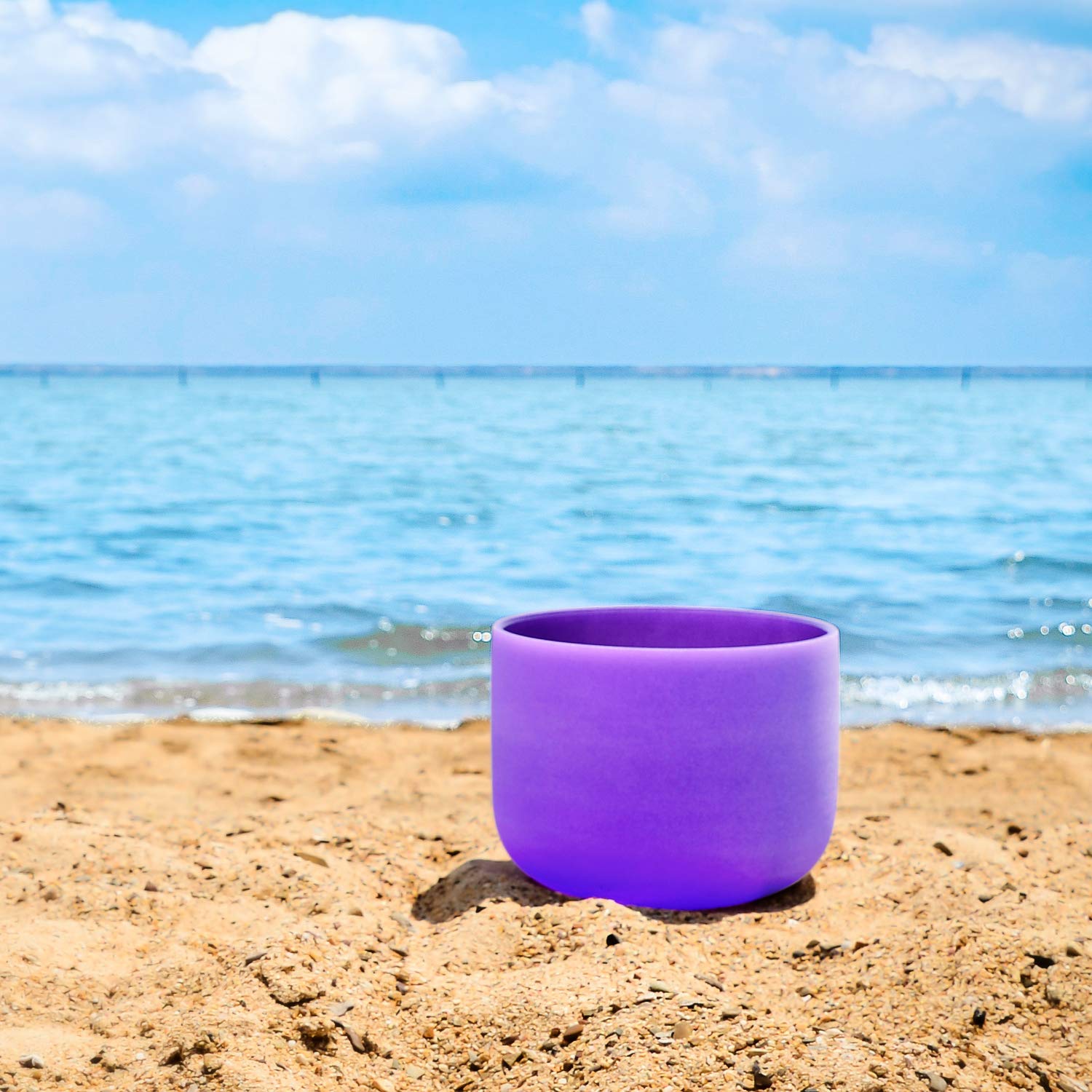 TOPFUND 440 Hz Violet B Note Crystal Singing Bowl Crown Chakra 8 Inch with Heavy Duty Carrying Case and Suede Mallet