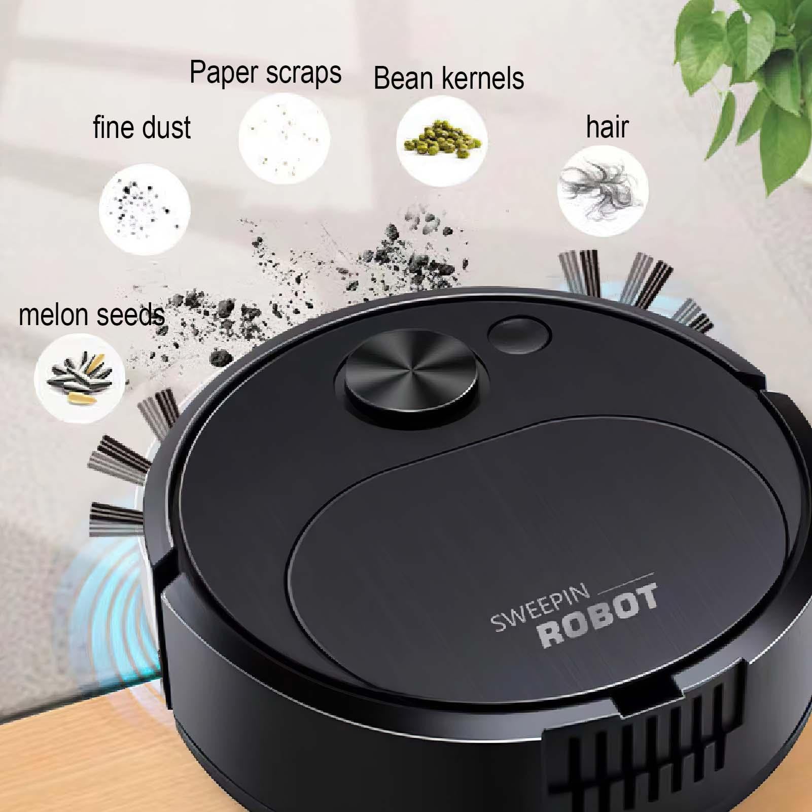 YanHao Mini Robotic Vacuum, 3-in-1 Robot Floor Vacuum Cleaner, Durable Sweeping mop Robot Vacuum, Robotic Floor mop Cleaner with USB Fast Charging Port, Vacuum Floor Cleaning Machine for House Office