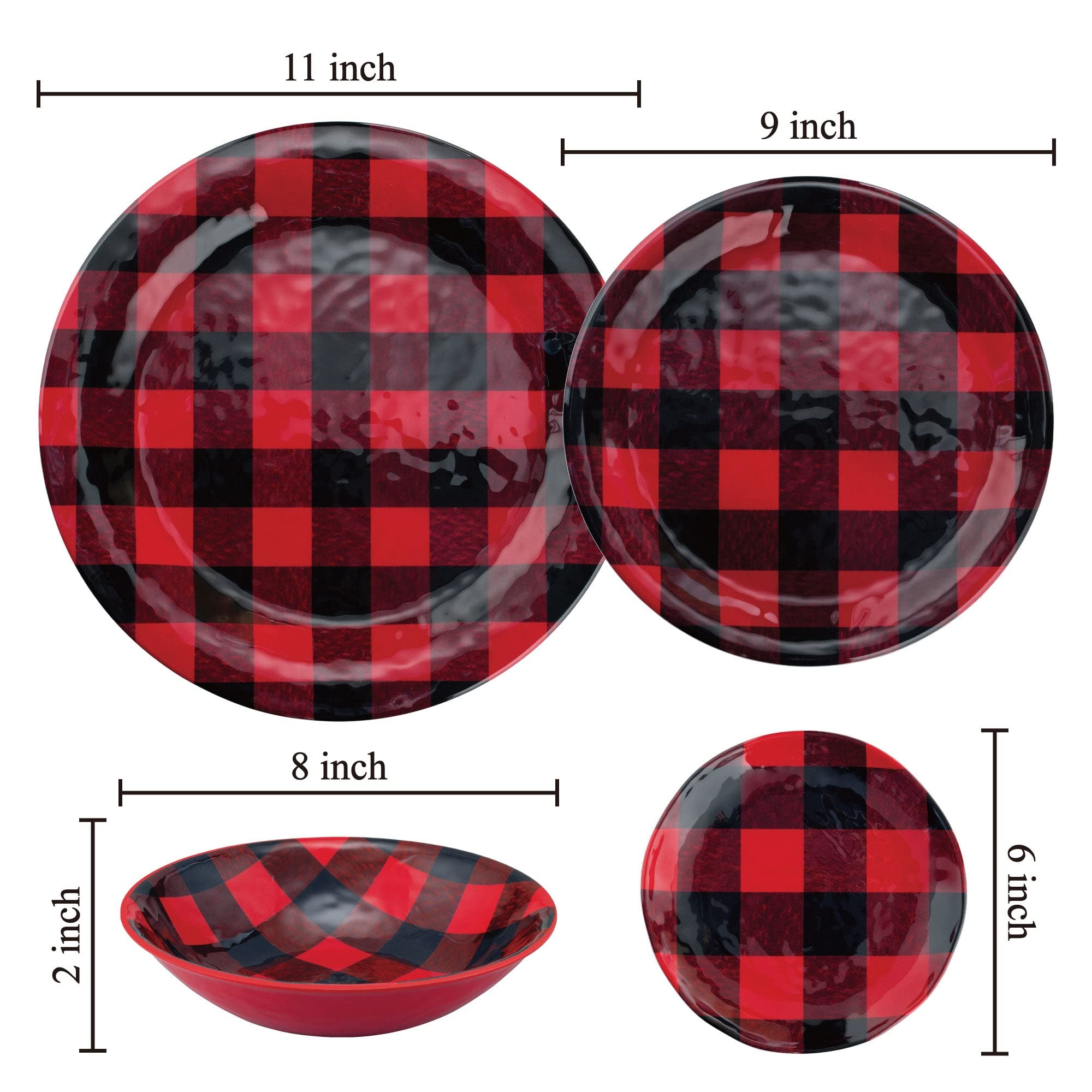 UPware 16-Piece Melamine Dinnerware Set, Includes Dinner Plates, Salad Plates, Dessert Plates, Bowls, Service for 4 (Shamrocks)