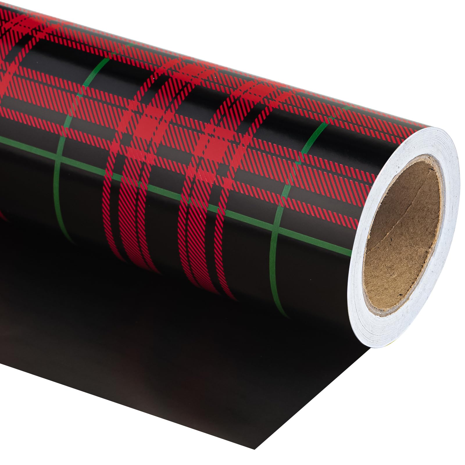 WRAPAHOLIC Reversible Christmas Wrapping Paper - Mini Roll - 17 Inch X 33 Feet - Merry Christmas Lettering and Solid Red Design for Chrsitmas, Holiday, Party Celebration