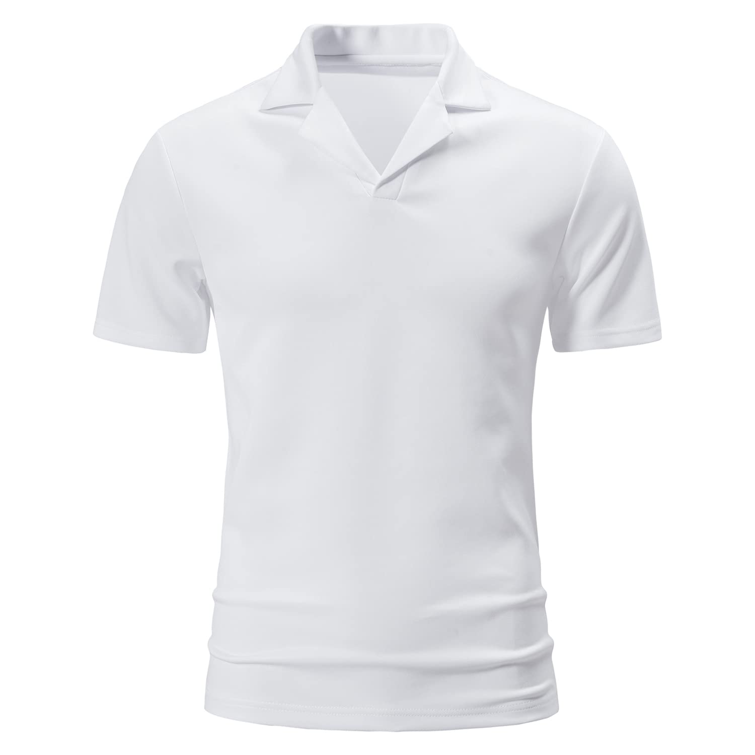 YuKaiChen Men's Polo Shirts Short Sleeve Golf Casual Classic Solid Color Simple Basic Shirt White-XL