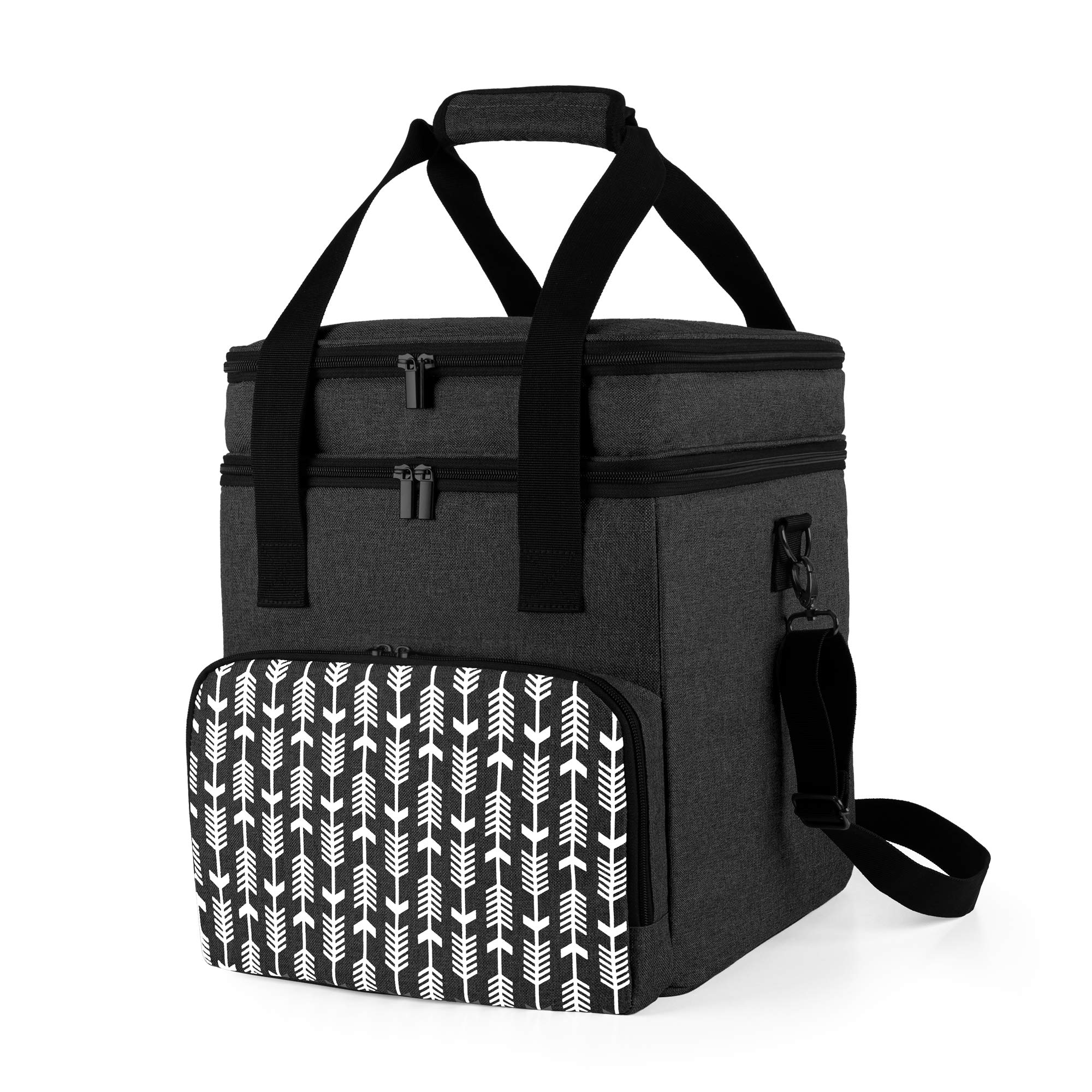 Yarwo Carrying Bag Compatible with Instant Pot 6 Quart, Pressure Cooker Travel Tote Bag with Pockets for Kitchen Accessories, Black with Arrow (PATENTED DESIGN)