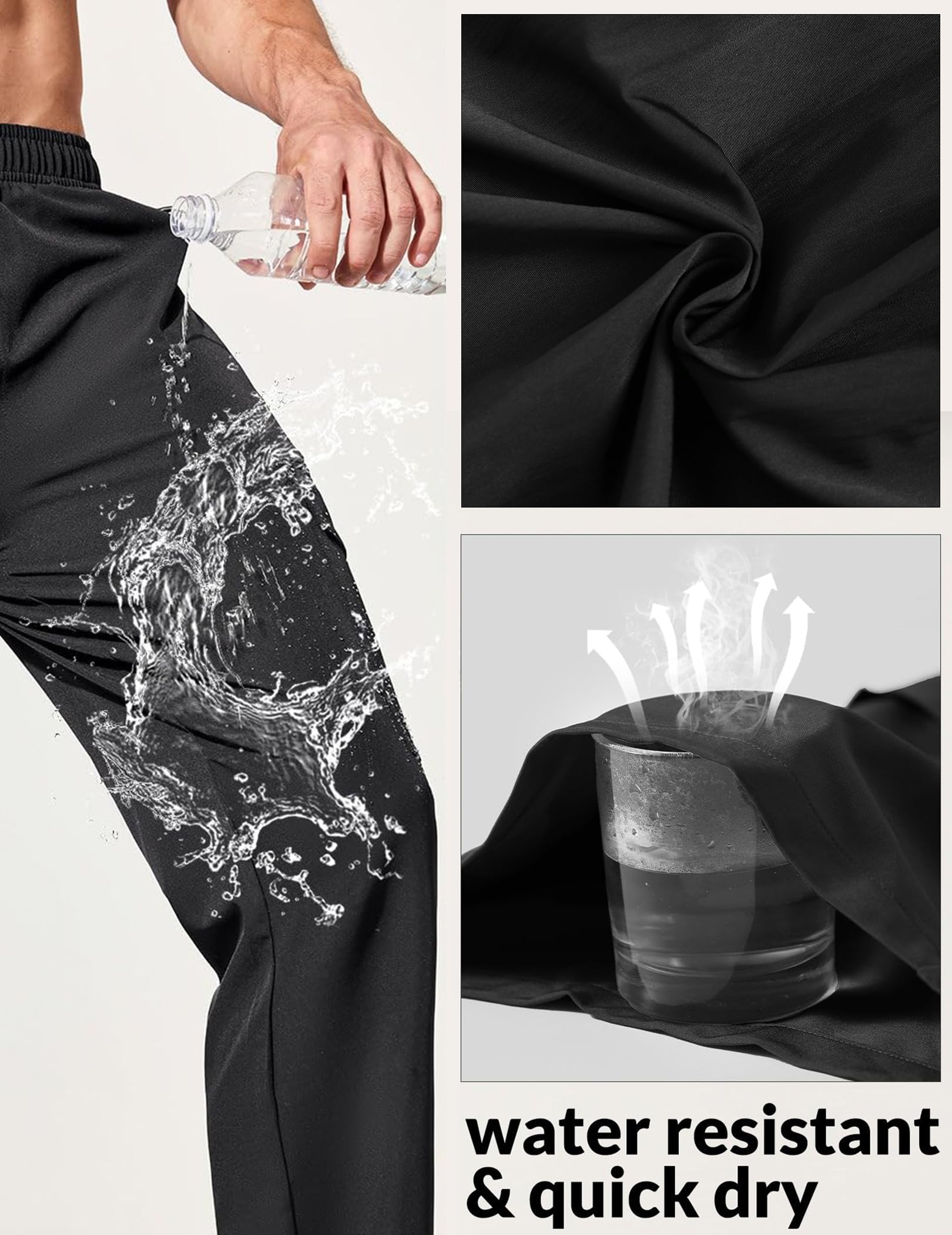 ZAFUL Men's Cargo Pants Relaxed Fit Lightweight Flap Pockets Elastic Waist Quick Drying Hiking Pants Casual Black XXL
