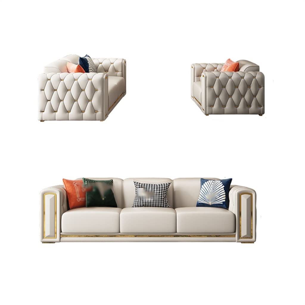 YASEZ Italian American Leather Sofa Living Room Apartment Three Adjustable Sofa Furniture
