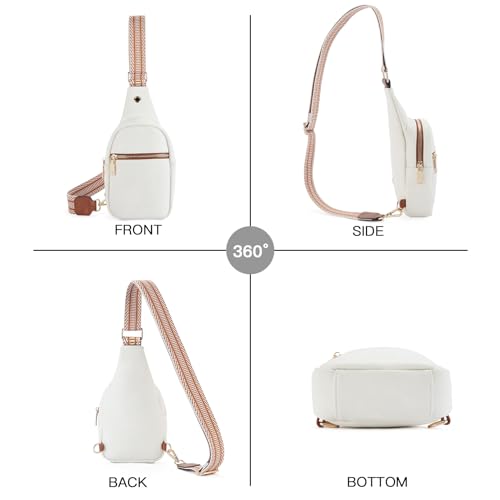 Telena Sling Bag for Women Vegan Leather Small Fanny Pack Crossbody Chest Bag Beige Brown