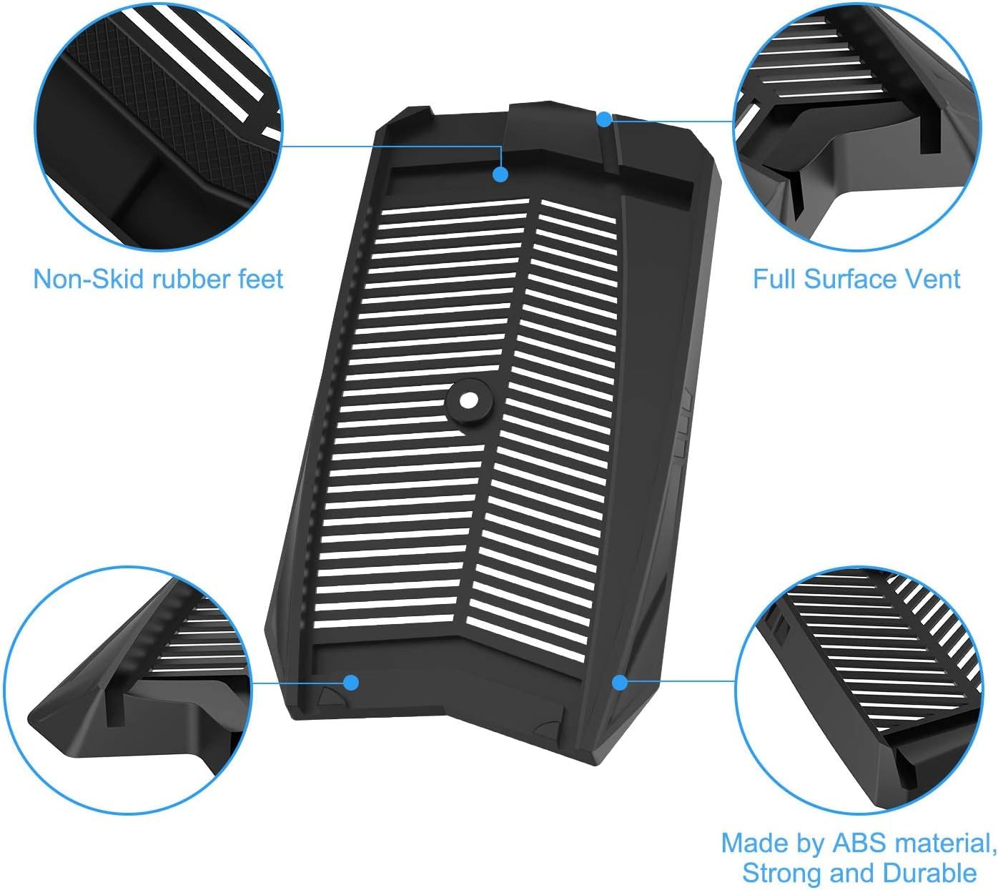 Younik Vertical Stand for PS-5 Ultra HD Console with Built-in Cooling Vents and Non-Slip Feet - CD-ROM Version(Black)