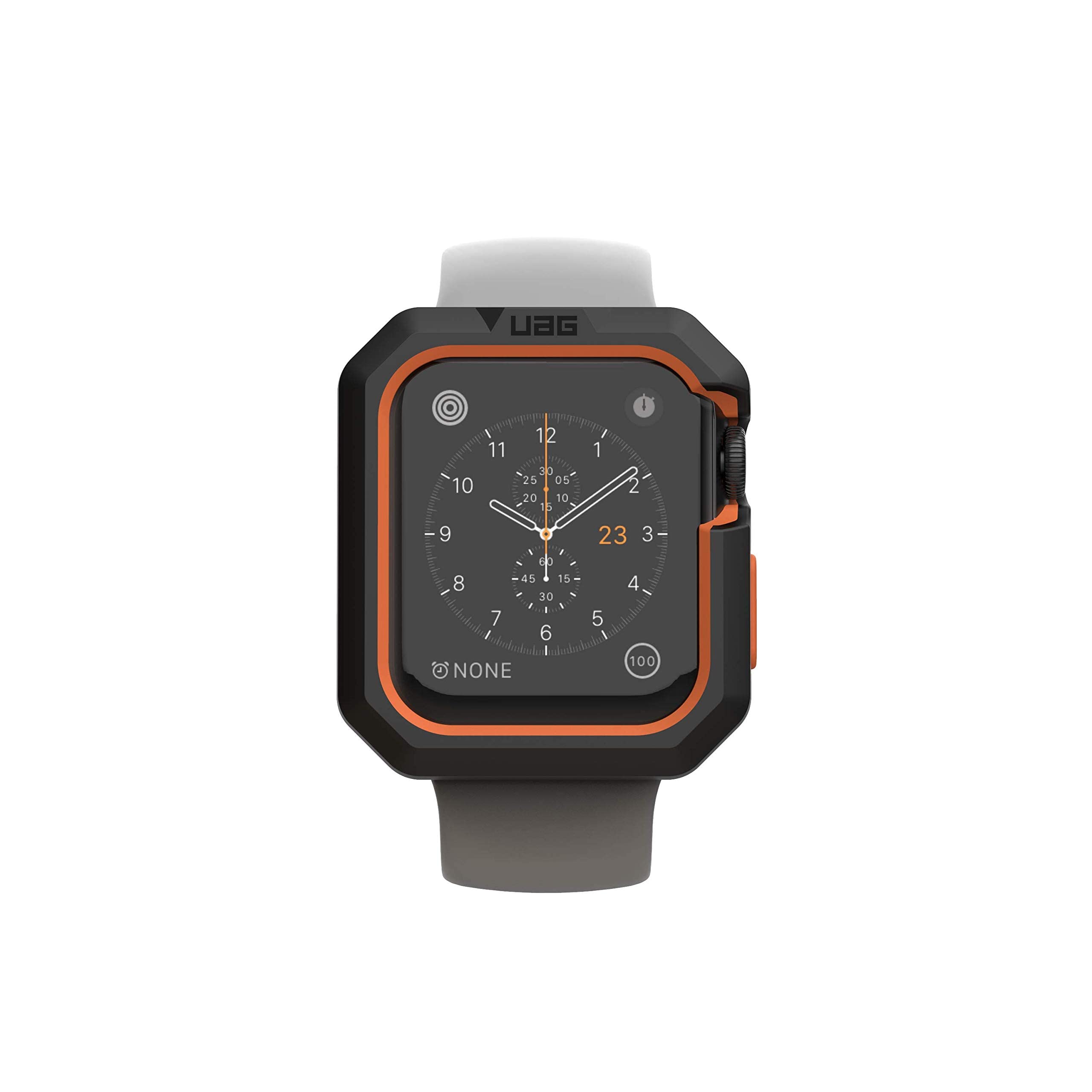 URBAN ARMOR GEAR UAG Compatible Apple Watch Case, 40mm, iWatch Series 6/5/4/SE 2/SE, Civilian Rugged Protective TPU Bumper Case, Black/Orange