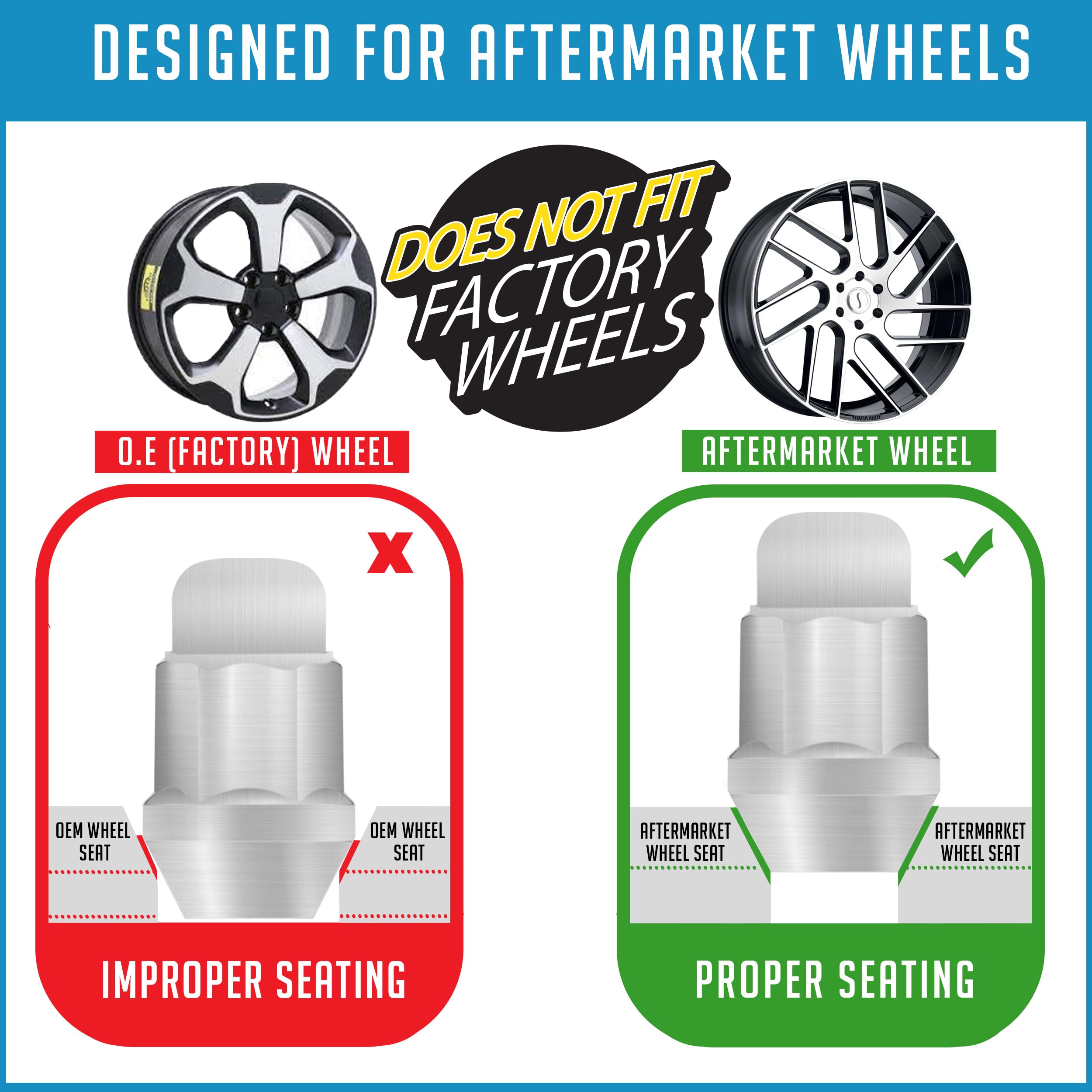 Wheel Accessories Parts 20 Pcs M14x1.5 14x1.5 Thread Bulge Acorn 35mm 1.38" Long Lug Nuts Chrome 13/16" 21mm Hex Fits 2010+ Chevy Camaro | Dodge Charger Challenger | 2014+ Ford Mustang