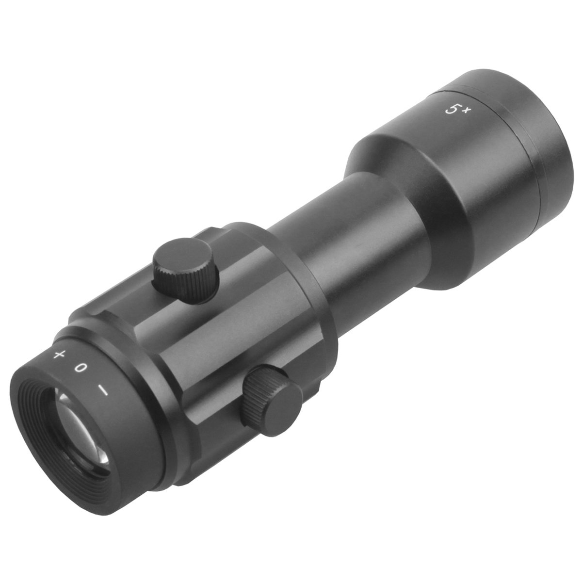 Vector Optics 5X Tactical Maginifier with Flip-to-Side Detach Quick Release QD Picatinny Mount and Flip-up Scope Lens Cover for Red Dot Reflex Sight (Matte Black)