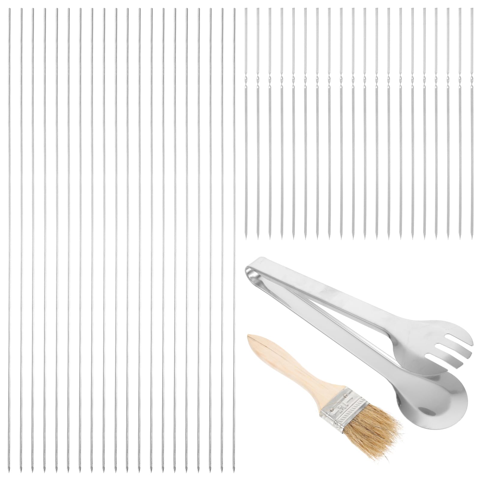 YARNOW 2 Sets Barbecue Tool Set Grill Brush Grilling Tools Grill Cooking Kit Grill Spatula for Outdoor Grill Basting Brush Food Tongs Stainless Steel Cooking Utensils Multifunction