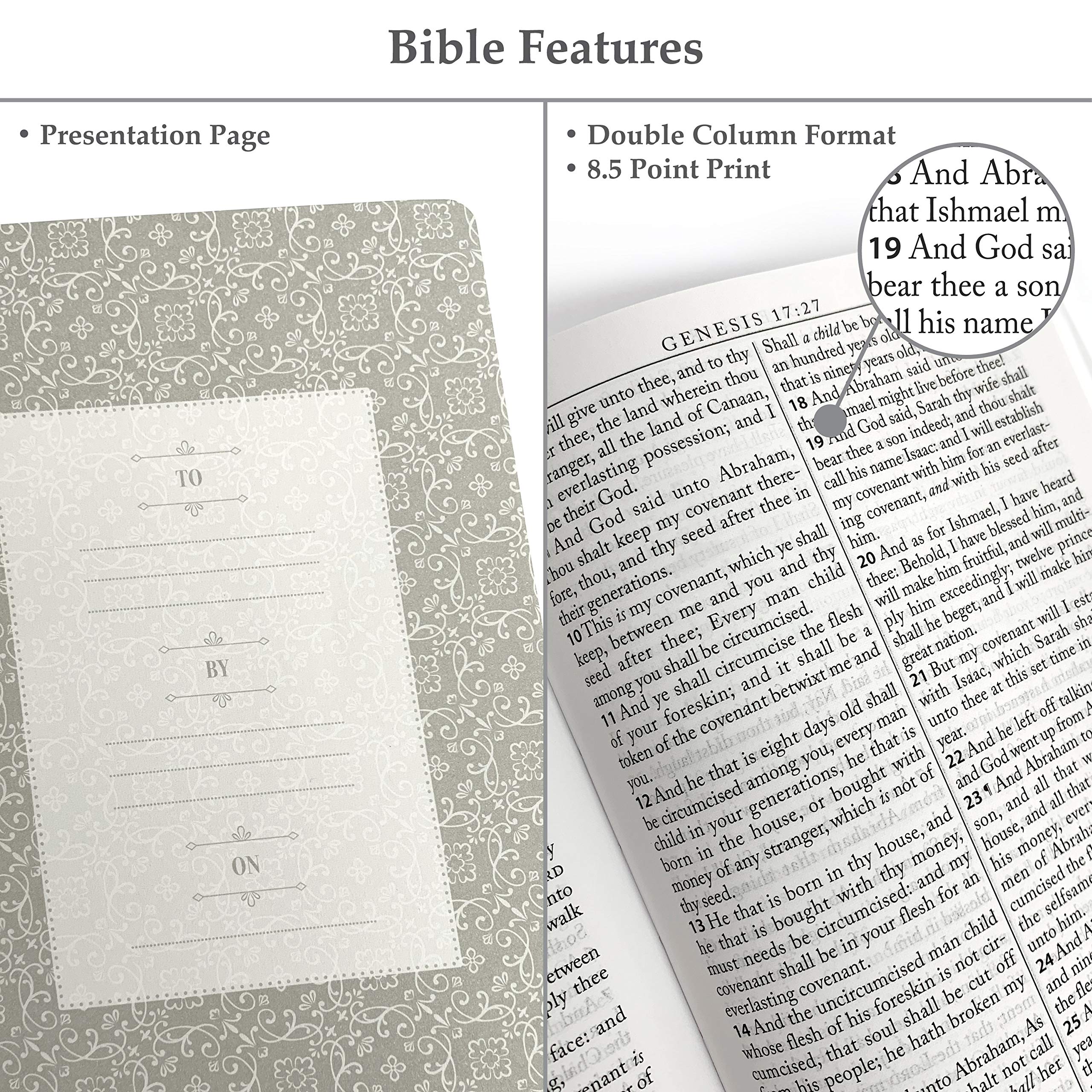 White Bible Gift Set with KJV Bible & Silver-Plated Frame Ornament with Crystals from Swarovski