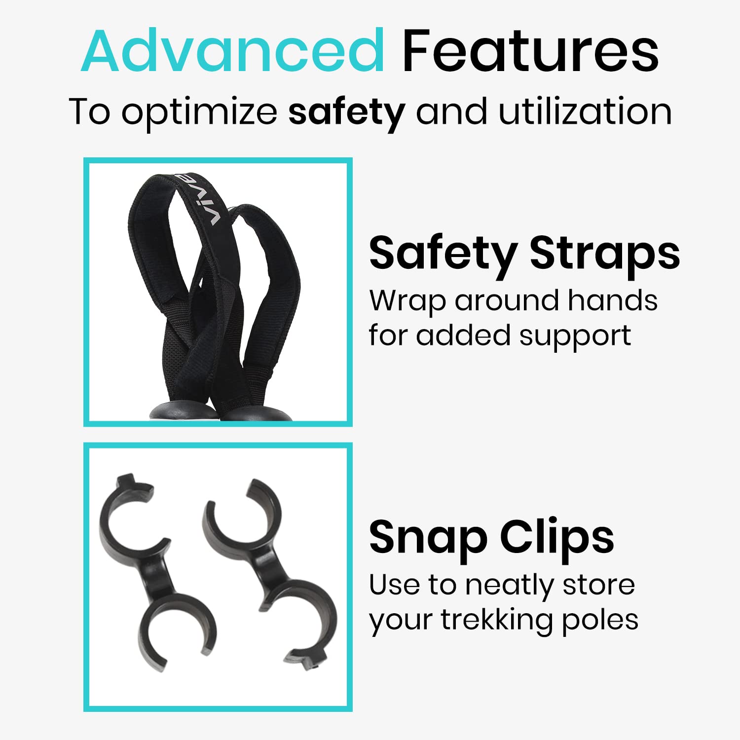 Vive Walking Sticks for Hiking - Collapsible Aluminum Trekking Pole - Lightweight and Adjustable Height - Foldable for Men, Women, Senior and Elderly - For Camping and Backpacking Includes Bag (White)