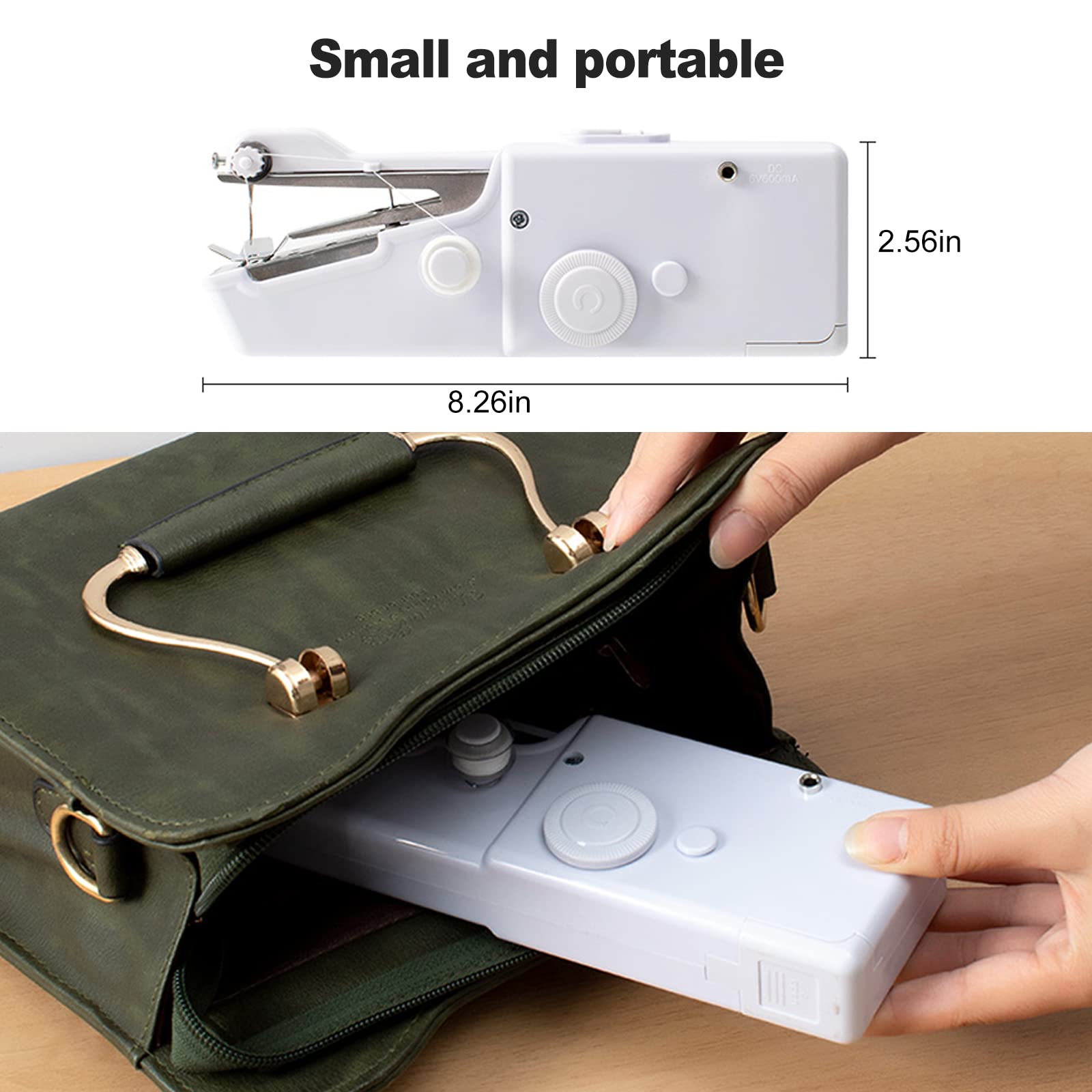 Yeahka Handheld Sewing Machine, Quick Sewing Portable Sewing Machine, Mini Handheld Sewing Machine, Portable Sewing Machine Suitable for Home - White