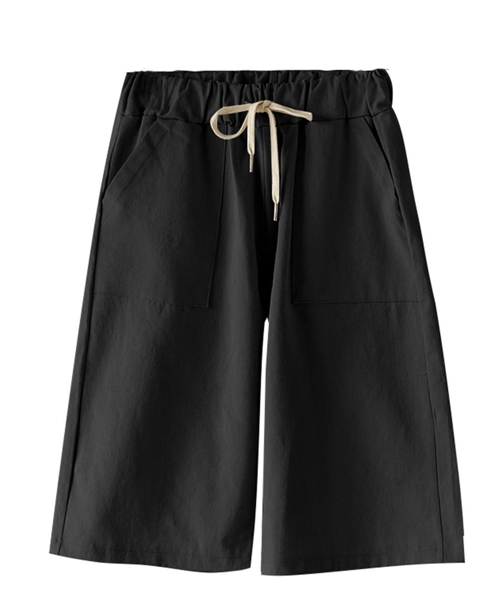 Vcansion Women's Casual Cotton Linen Bermuda Shorts with Drawstring Army Green US S/Asian XL