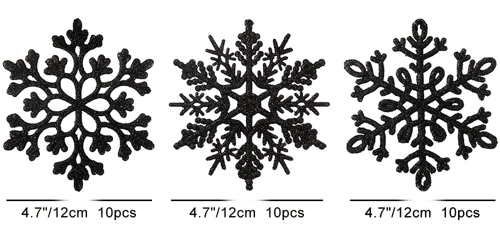 XmasExp 150mm/6inch large Glitter Snowflake Ornaments Set Christmas Tree Hanging Plastic Decoration for Xmas Party Wedding Anniversary Window Door Home Accessories (20pcs,Silver)