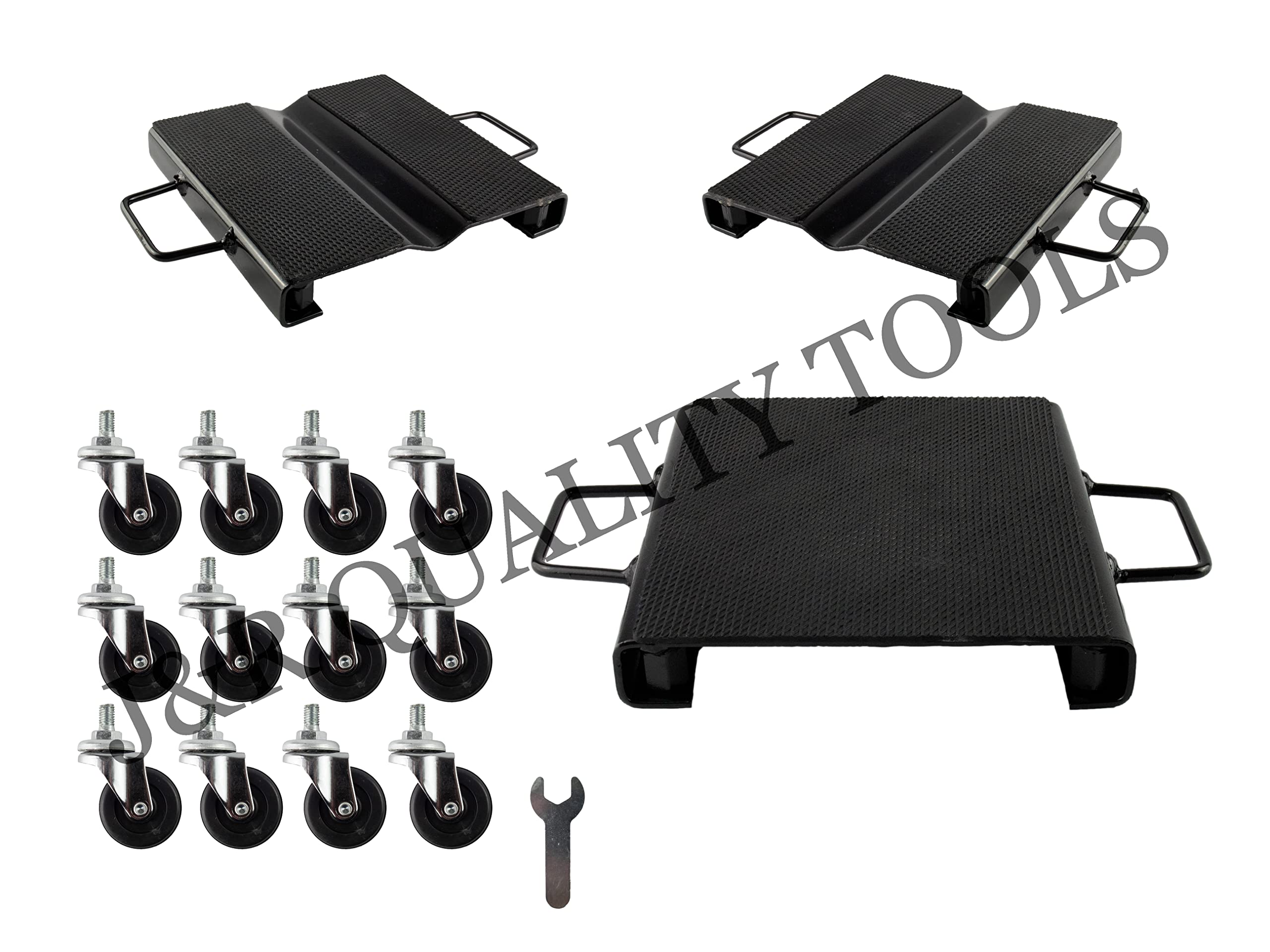 VCT PRO #01131 3Pc 1500lb Capacity Heavy Duty V-Slide Anti-slip Rubber Pads Snowmobile Dolly Set