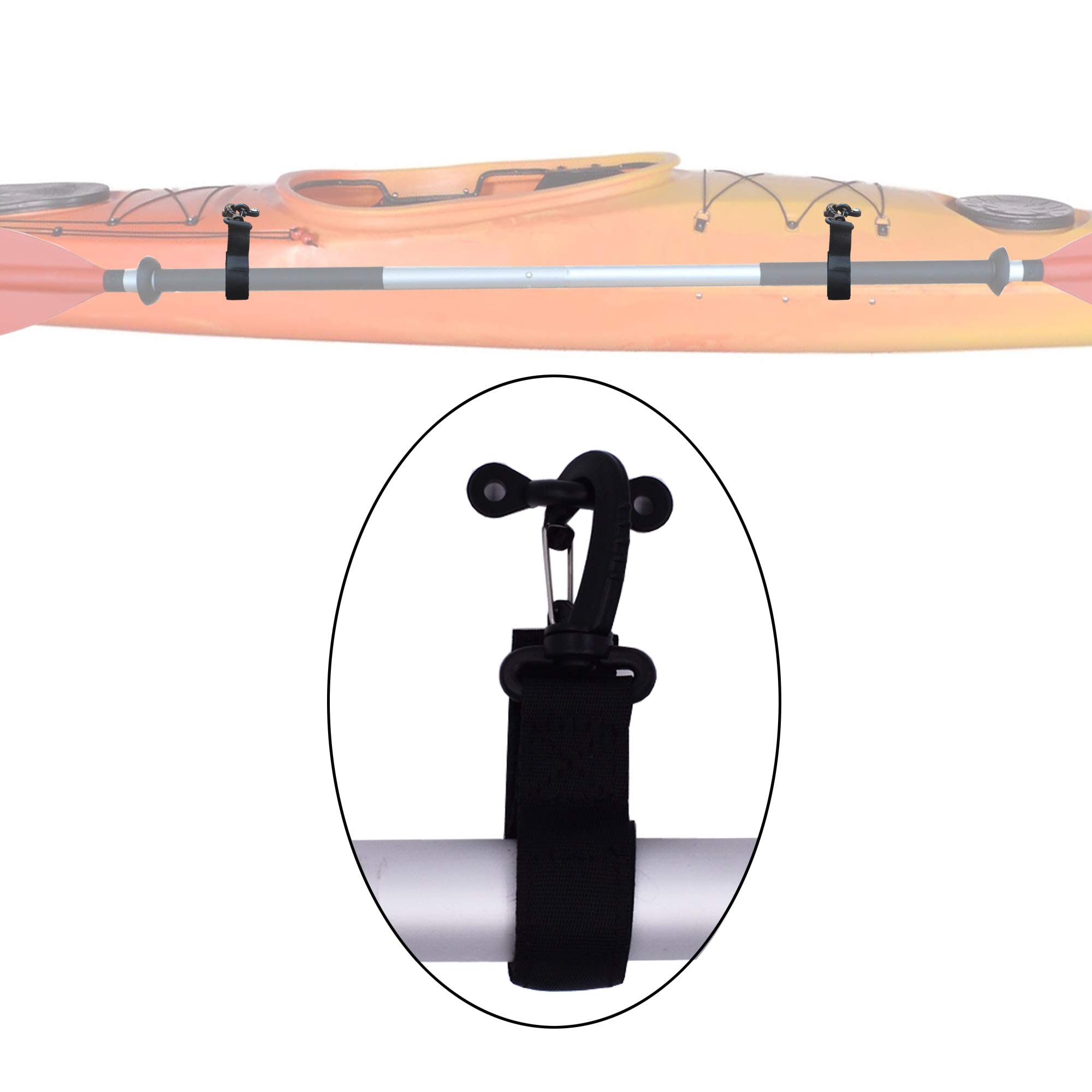YYST Kayak Paddle Holder Kayak Paddle Clip Kayak Paddle Storage Clip - Attached to Your Pad Eye OR D Rings - Hold Two Paddles - No Paddles Included