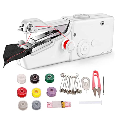 Yeahka Handheld Sewing Machine, Quick Sewing Portable Sewing Machine, Mini Handheld Sewing Machine, Portable Sewing Machine Suitable for Home - White