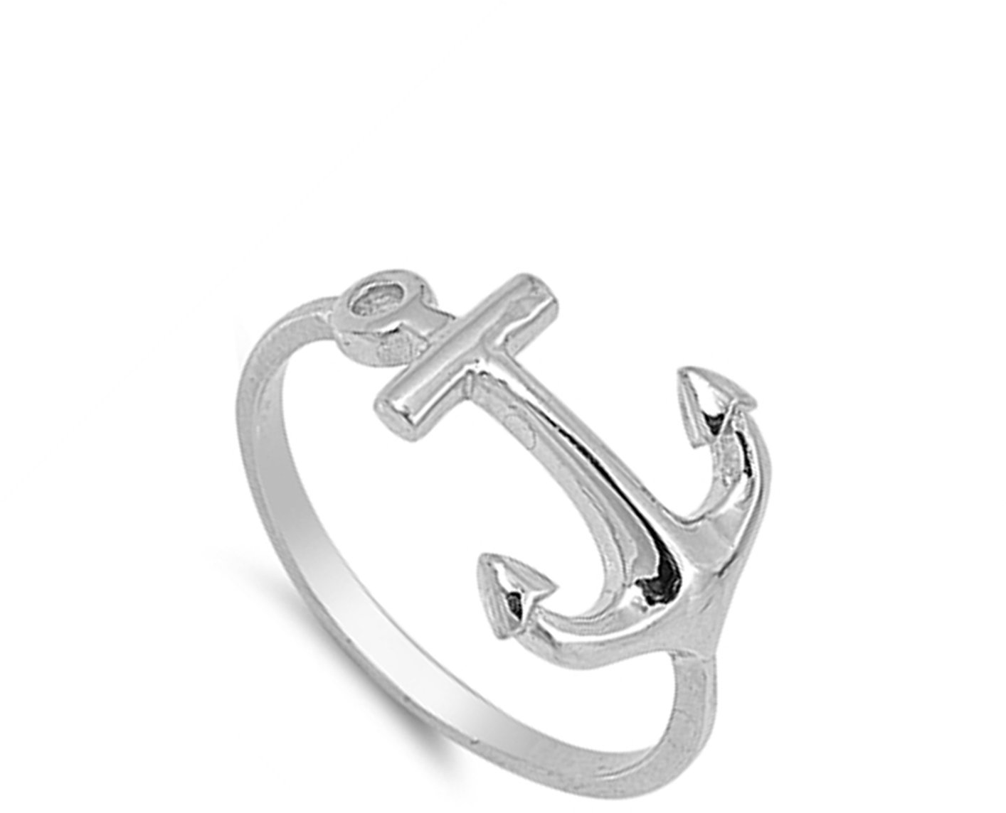 Women's Anchor Fashion Ring New Solid .925 Sterling Silver Band Size 10
