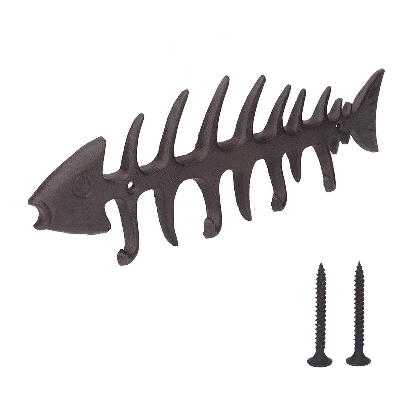Zixyqol Fish Bones Towel Rack,European Style,Strong Metal Wall Mounted Holder with 4 Hooks for Home Kitchen and Bathroom Decor(S)