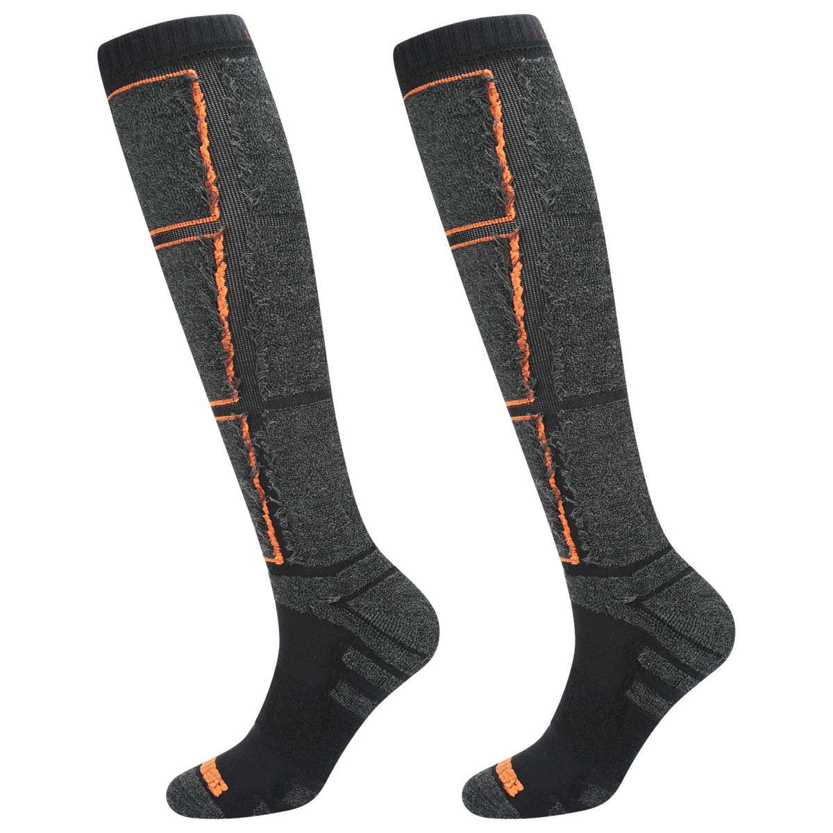 YUEDGE Men's Ski Socks Knee High Cushioned Snowboarding Skiing Socks For Male Size 9-11(2 Pairs/Pack)