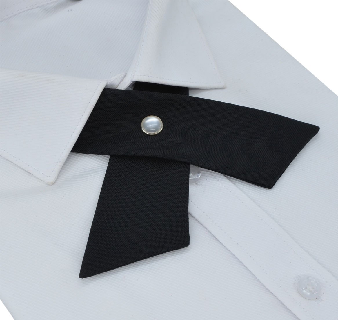 Women/Men Cross Bow Tie, Pre Tied Crossover Necktie For Janpanese School Girl JK & JC Uniform or Cosplay W-B-T2 (Black)