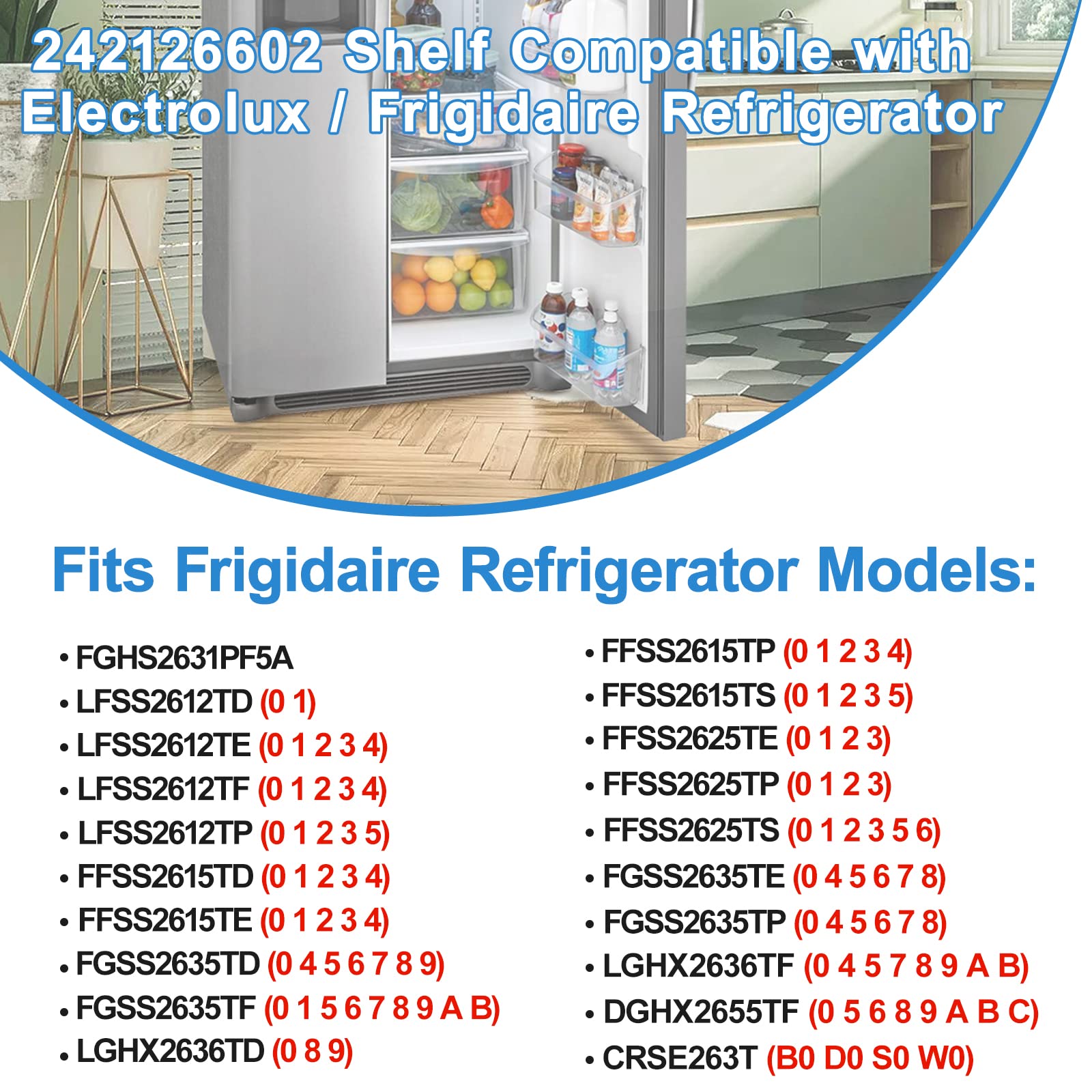 UPGRADED 242126602 Refrigerator Door Bin Shelf Replacement For Frigidaire Refrigerator Door Shelf Bin - Side Shelf Rack Parts AP6278233 PS12364199 4547407, FIT Bottom 2 Replacement Shelves