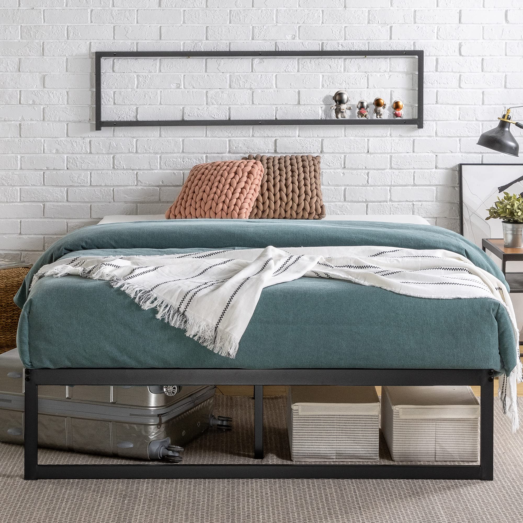 Zinus 13 Inch Euro Top Pocket Spring Hybrid Mattress, King & ABEL Metal Platform Bed Frame/Mattress Foundation with Steel Slat Support/No Box Spring Needed/Easy Assembly, King