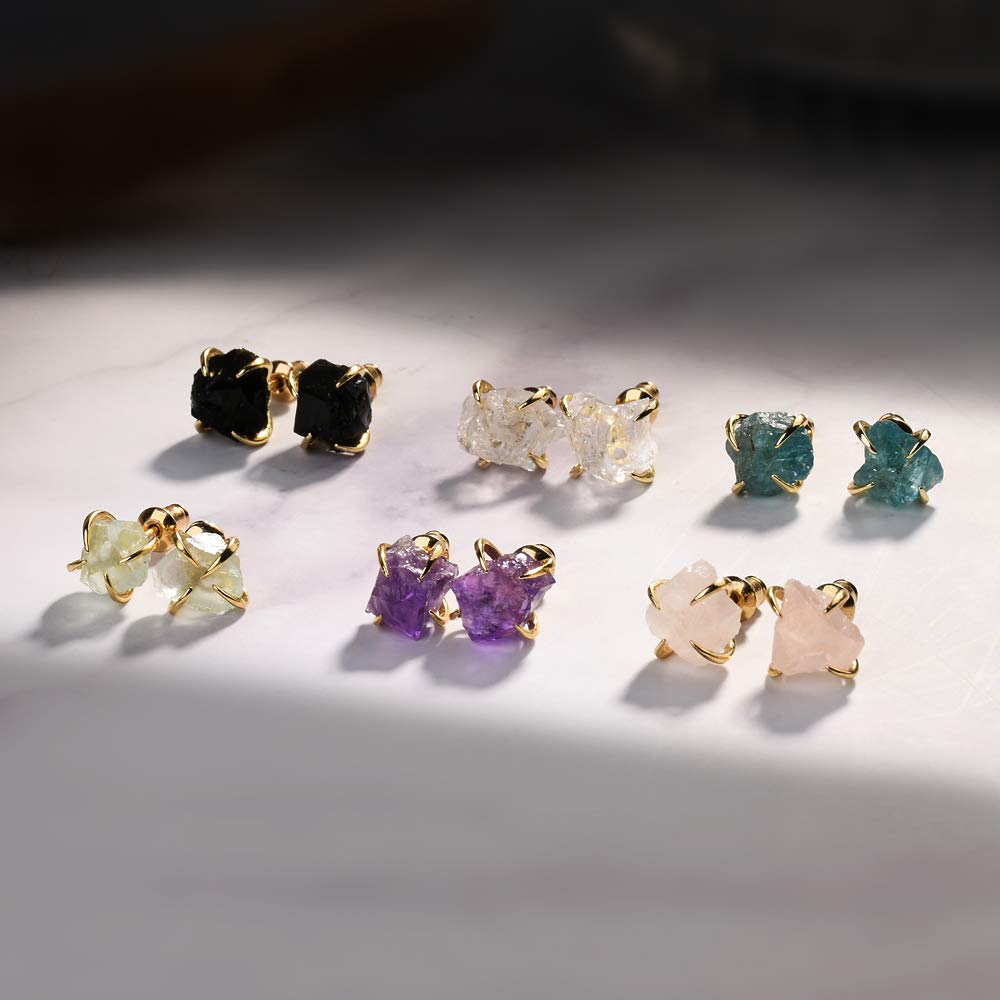 ZENGORI Irregular Amethyst Four-Claw Stud for Women Gemstones Earring Jewelry ZG0134