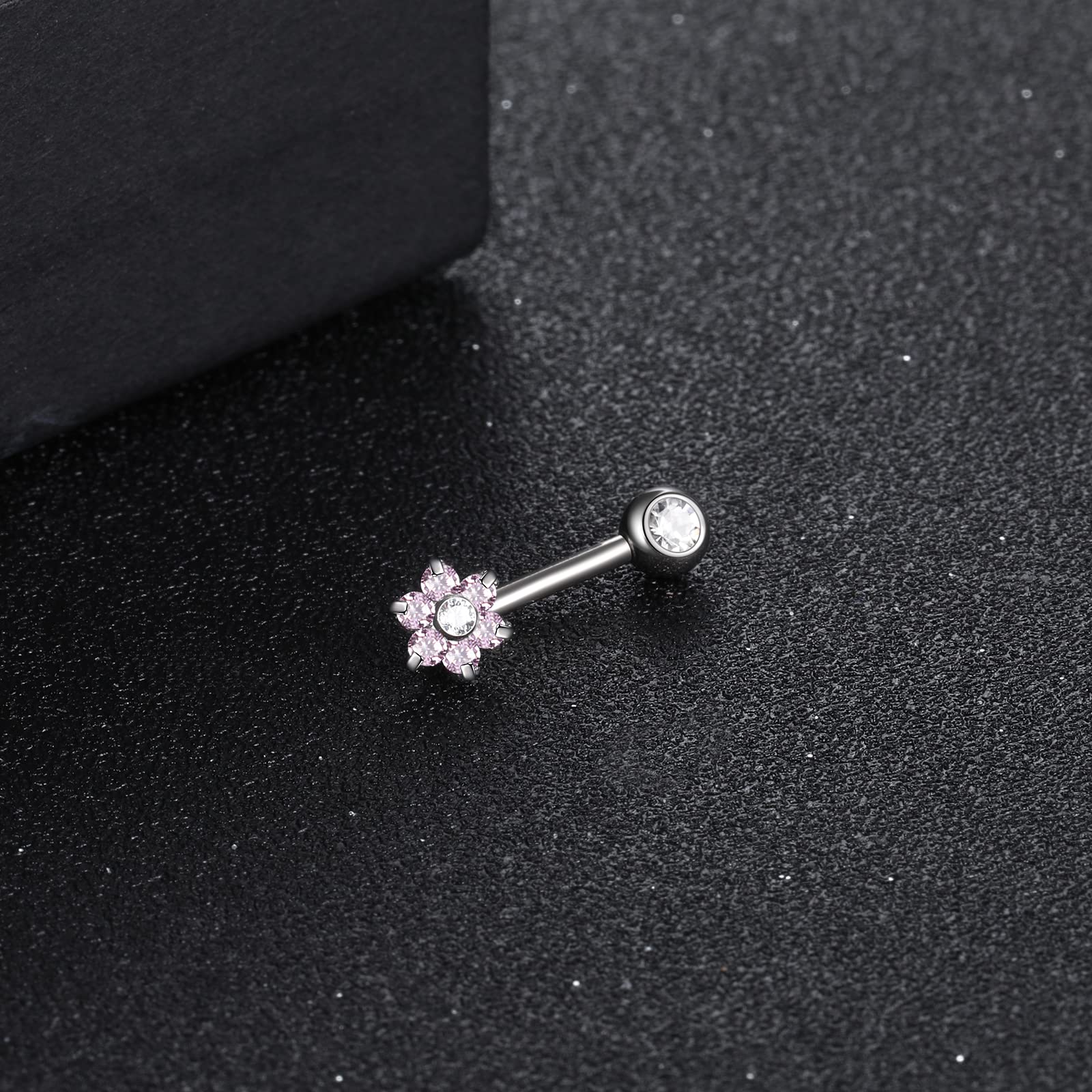 Xpircn 14G G23 Titanium Christina Piercings Barbell VCH Bar Genital Jewellery Curved Barbell Piercing Jewelry (Pink)