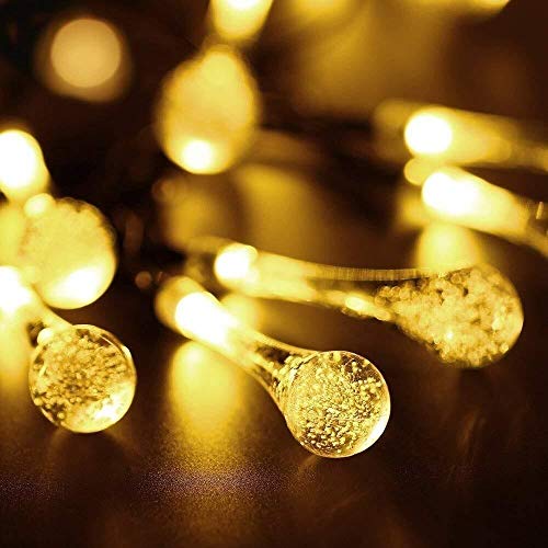 ZBM--ZBM Solar Powered String Lights 30LED Solar 7m Waterdrop Raindrop Teardrop Starry Fairy Lights Waterproof Outdoor String Lights For Patio Wedding Pathway Party Home Garden Christmas Decoration fa
