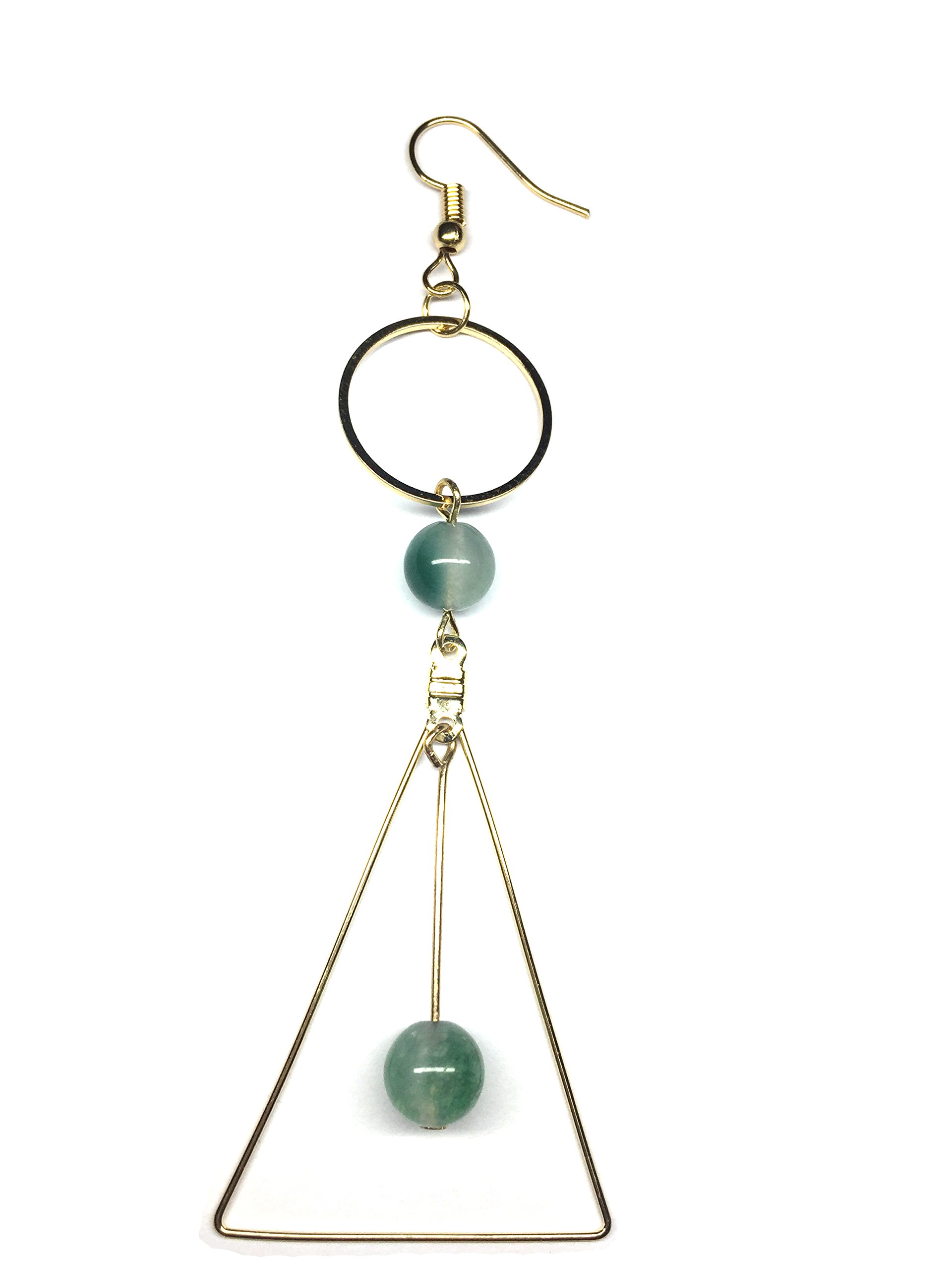 Vintage Geometric Asymmetric Ice Green Agate Earrings Long Asymmetrical Natural Stone Earrings