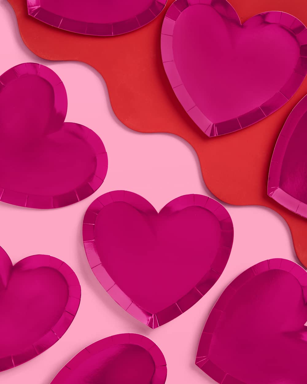 xo, Fetti Hot Pink Foil Heart Plates - 25 pack | Vday Cake Plates, Happy Birthday Party Decorations, Cute Valentine's Day Party