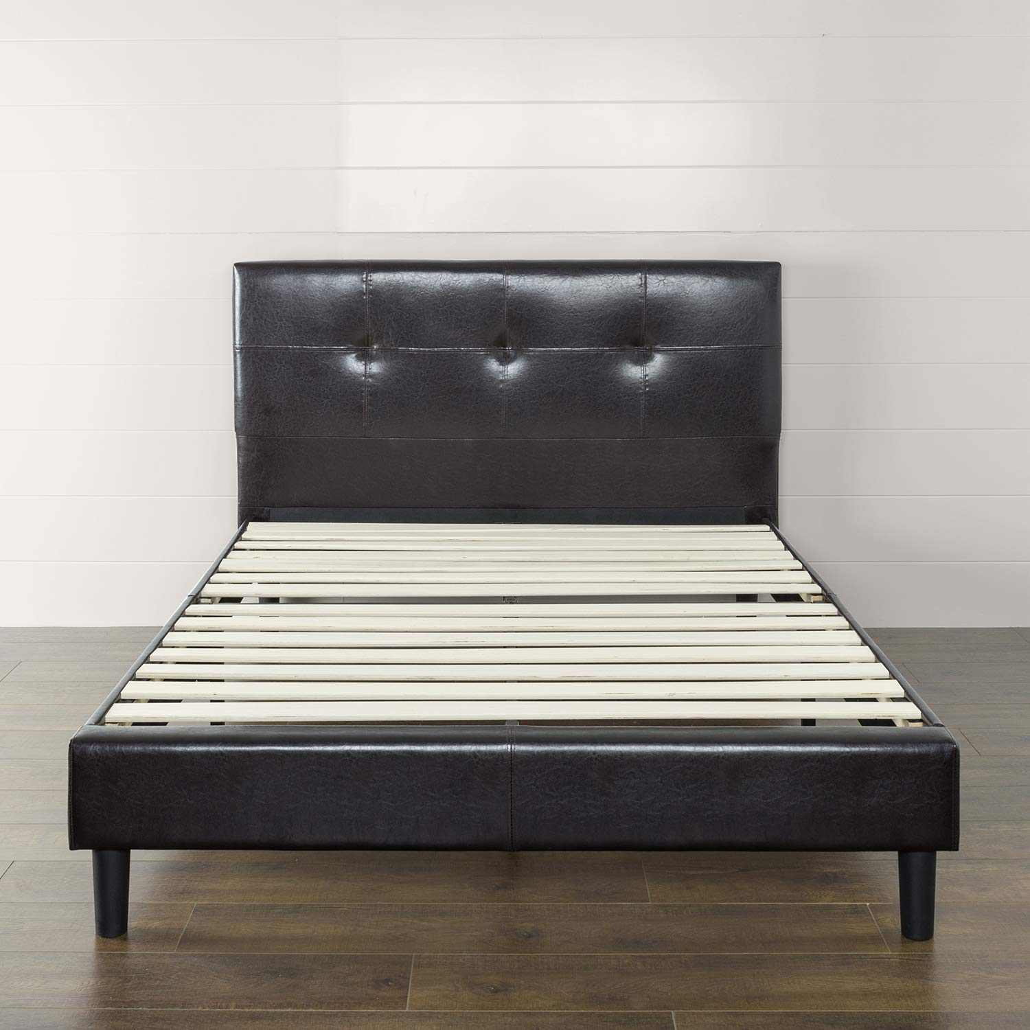 ZINUS Kitch Faux Leather Upholstered Platform Bed Frame / Mattress Foundation / Wood Slat Support / No Box Spring Needed / Easy Assembly, King