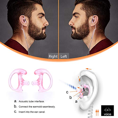 Zeadio [8 Pair] Radio Earpiece, Earmould Earbud Earplug Replacement for Two-Way Radio Coil Tube Audio Kits - Pink