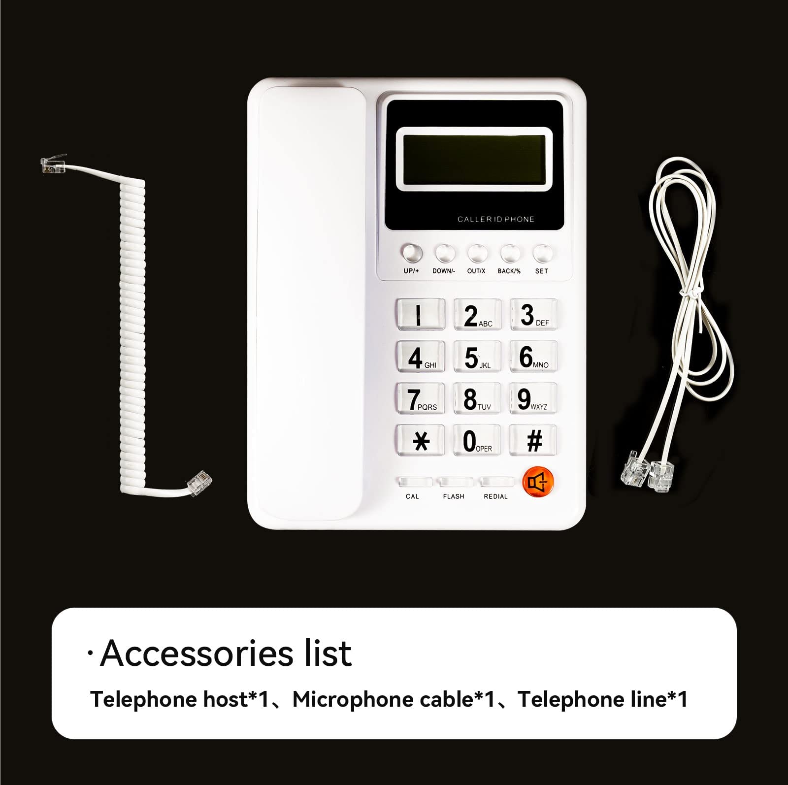 Upgraded Telephone Corded Phone Dual Interface Wired Telephone Big Button Landline Phones with Number Display Suitable for Office, Front Desk, Home, Hotel, Seniors (Black) (White)