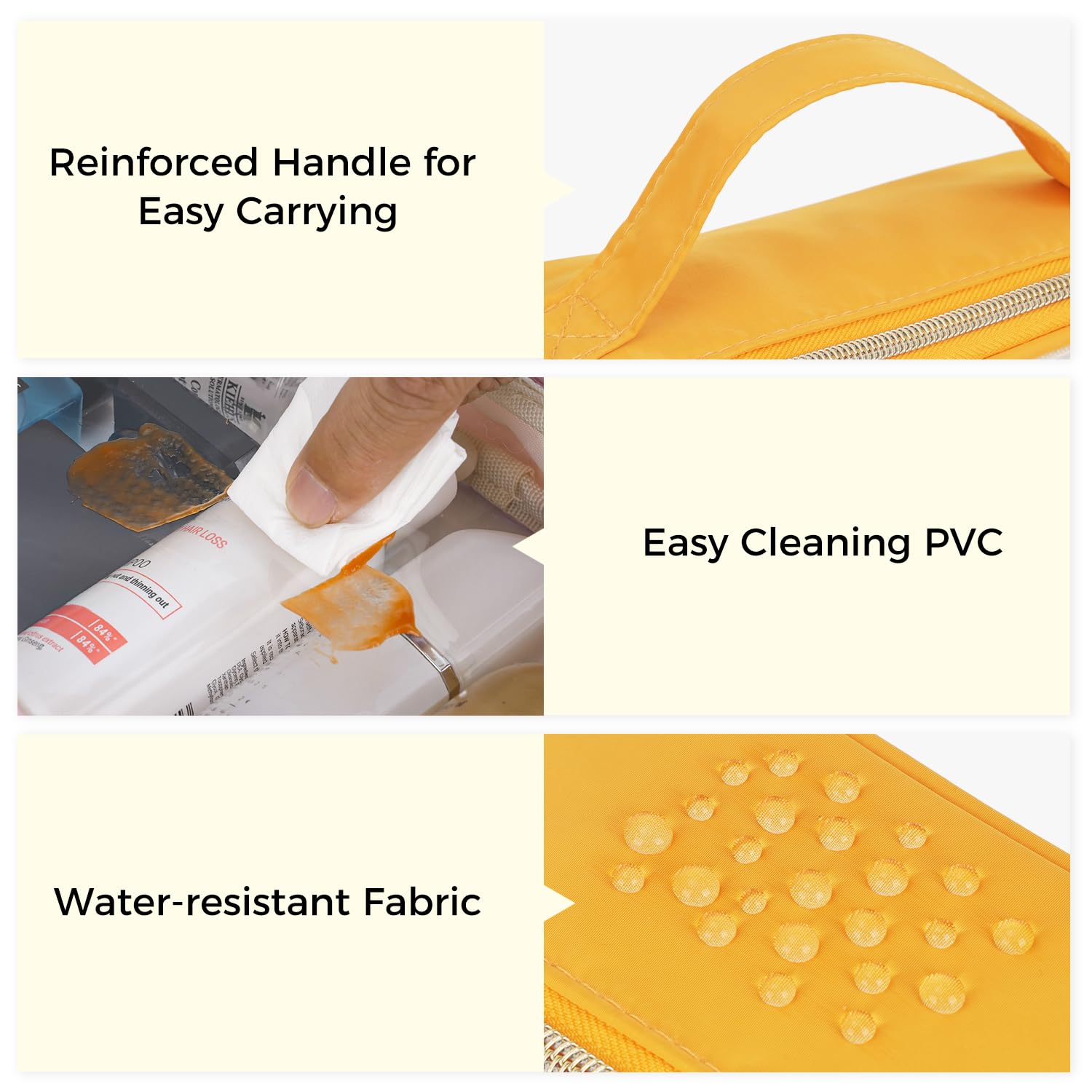 WANDF TSA Approved Toiletry Bag Large Opening 2 Pack Clear Makeup Bag with Handle Carry-on Travel Accessories Quart Size Toiletries Cosmetic Pouch for Women (Orange)