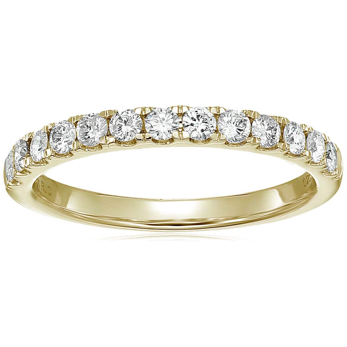Vir Jewels 1/2 carat (ctw) Diamond Wedding Anniversary Band for Women, Half Eternity Round Diamond Engagement Ring 14K Yellow Gold Prong Pave Set 0.50 cttw, Size 6