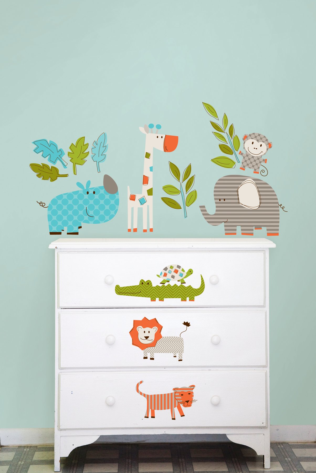 Wall Pops WPK0619 Lets Go On Safari Applique Wall Art Kit, Multicolor