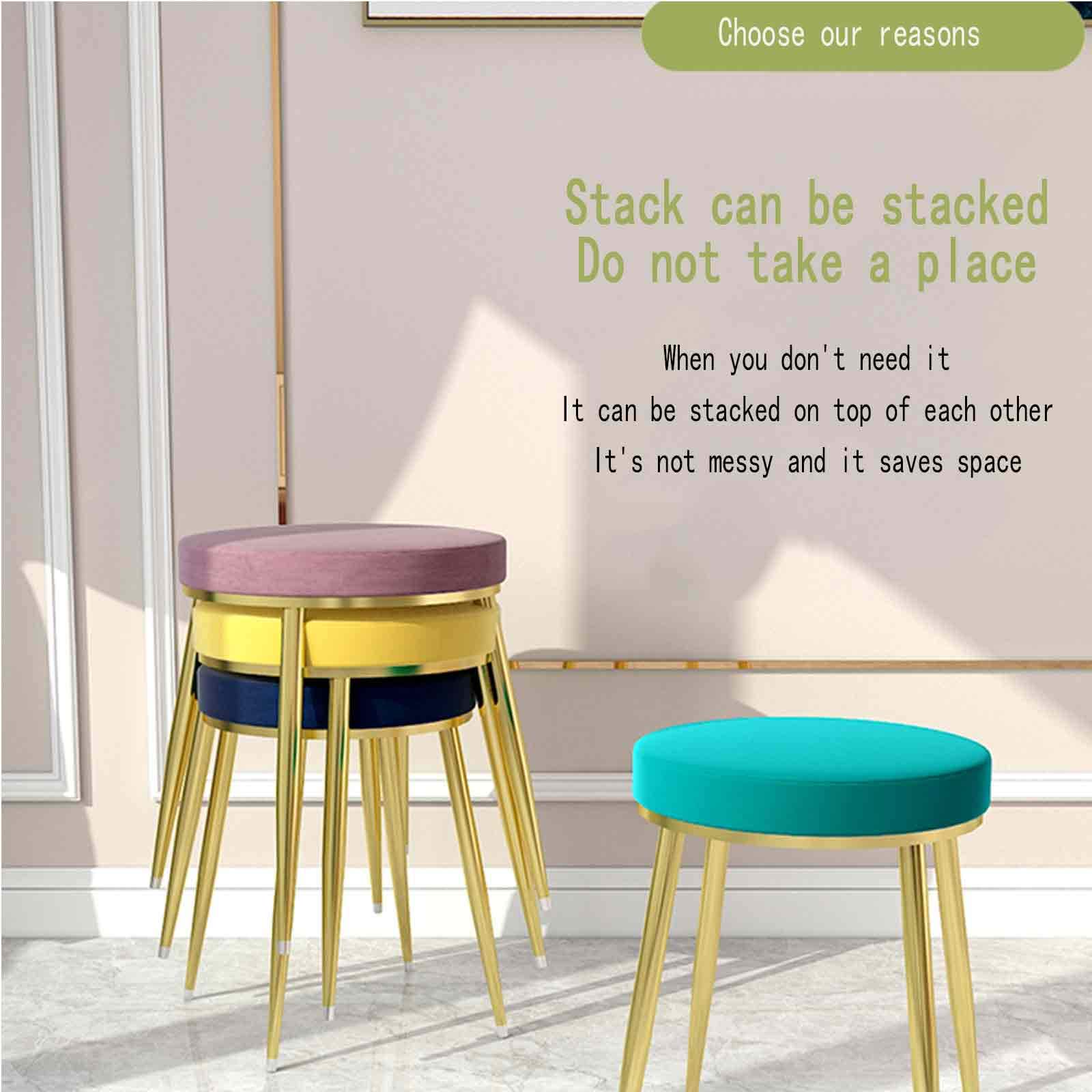 Wowdawn Vanity Stool,with Metal Legs,Upholstered Seat Padded Bench Piano Seat Shoe Bench Modern Makeup Dressing Stool,Load 100kg,Easy Assembly