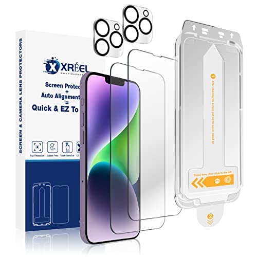 Xréel Platinum Shield Compatible with [iPhone 13 Pro Max], Tempered Glass Screen Protector and Camera Lens Protector (2 Pack), 9H Hardness, Scratch Resistance, Ultra HD, Bubble Free, Case friendly and Easy to Install. (Installation Aid Tool Included)