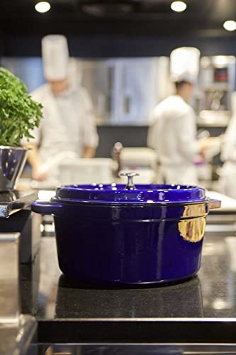 STAUB Cast Iron 13.25-qt Round Cocotte - Dutch Oven, Made in France, Serves 4-6 People - Dark Blue