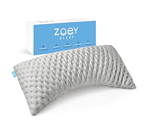 Zoey Sleep Side Sleep Pillow for Neck and Shoulder Pain Relief - Adjustable Memory Foam Bed Pillows for Sleeping - Plush Machine Washable Pillow Cover - Queen Size 19" x 29" (Queen, White)