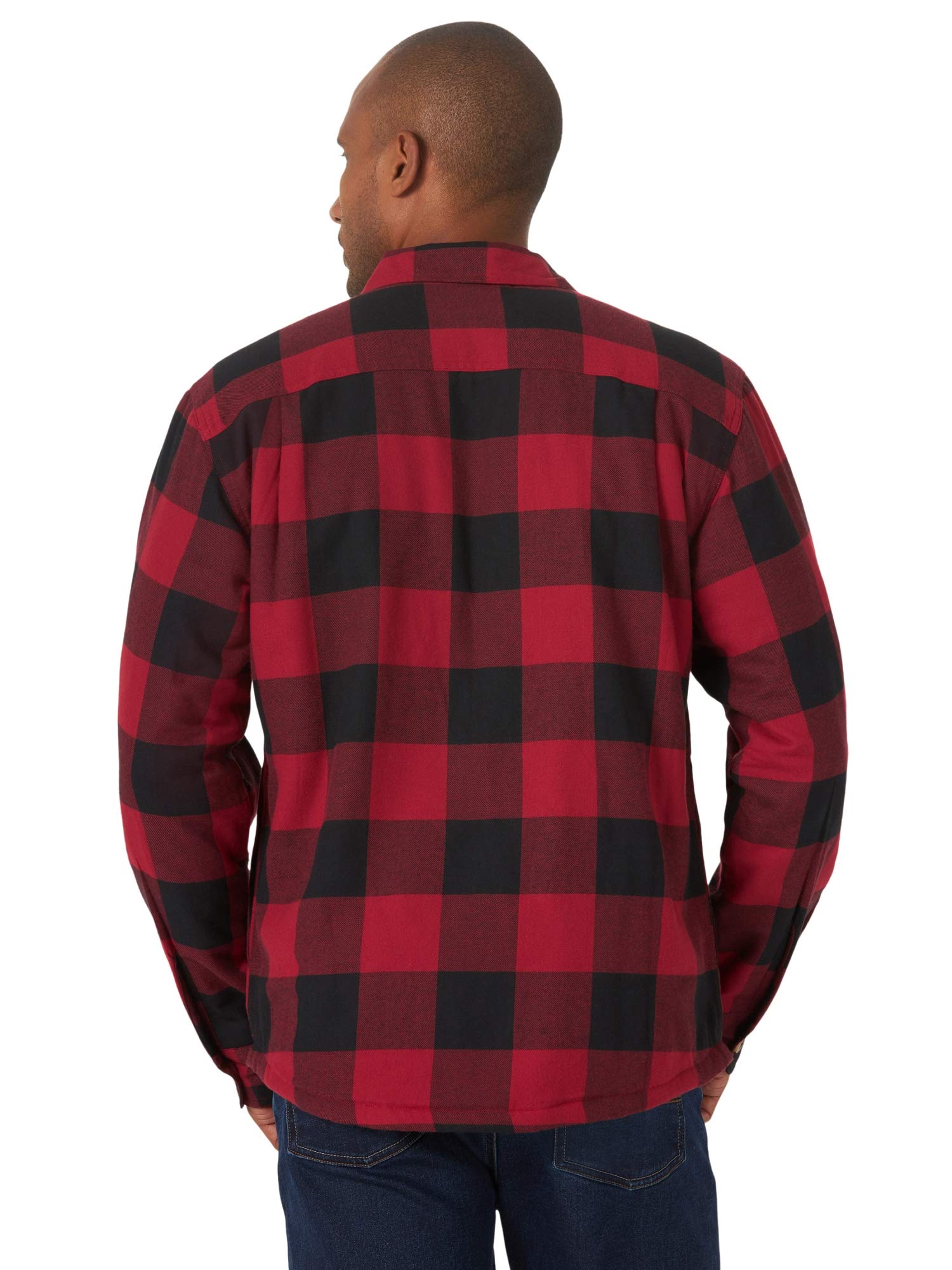 Wrangler Authentics Men's Long Sleeve Sherpa Lined Shirt Jacket, Red Buffalo, X-Large