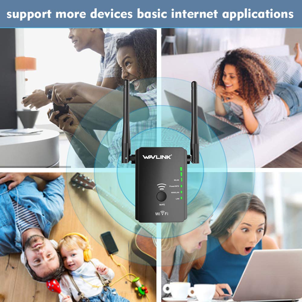 Wavlink N300 Universal Range Extender/Wireless Router with 2 External Antennas -Black