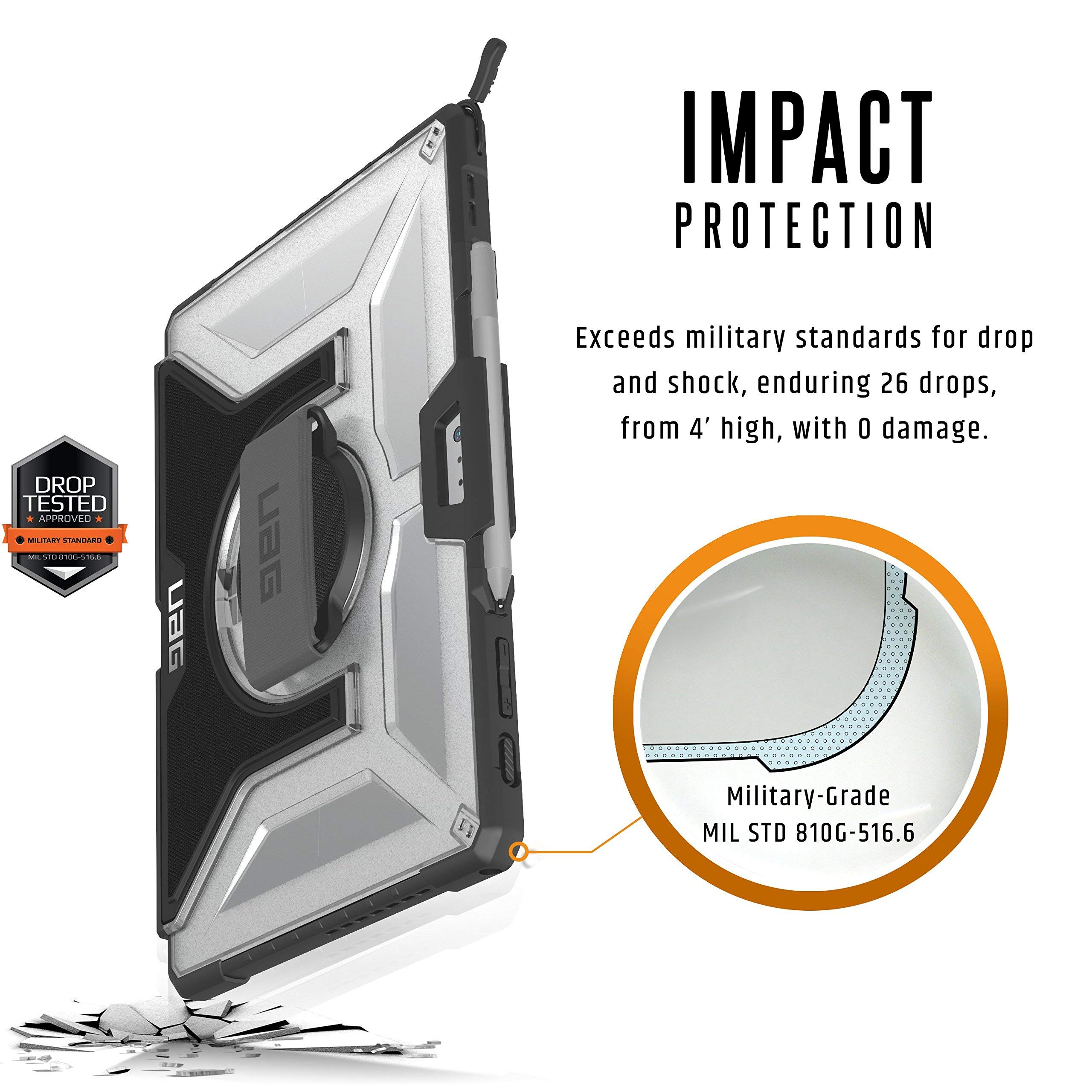 URBAN ARMOR GEAR UAG Designed for Microsoft Surface Pro 7 Plus/Pro 7/Pro 6/Pro 5 (LTE)/Pro 4 Case Plasma w/Hand Strap & Shoulder Strap Feather-Light Rugged Military Graded Protective Cover Ice