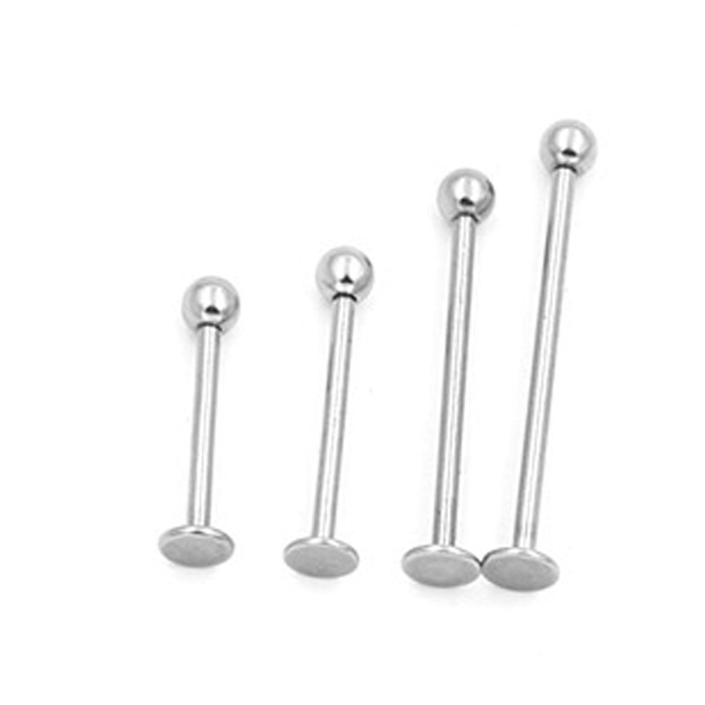 Thenice 6 Pcs Especially Long 1.2mm Fine Needle Flat Tongue Nails Lips Ring Dimples Cheek (Black Rod Length 14 mm 3 mm Ball)