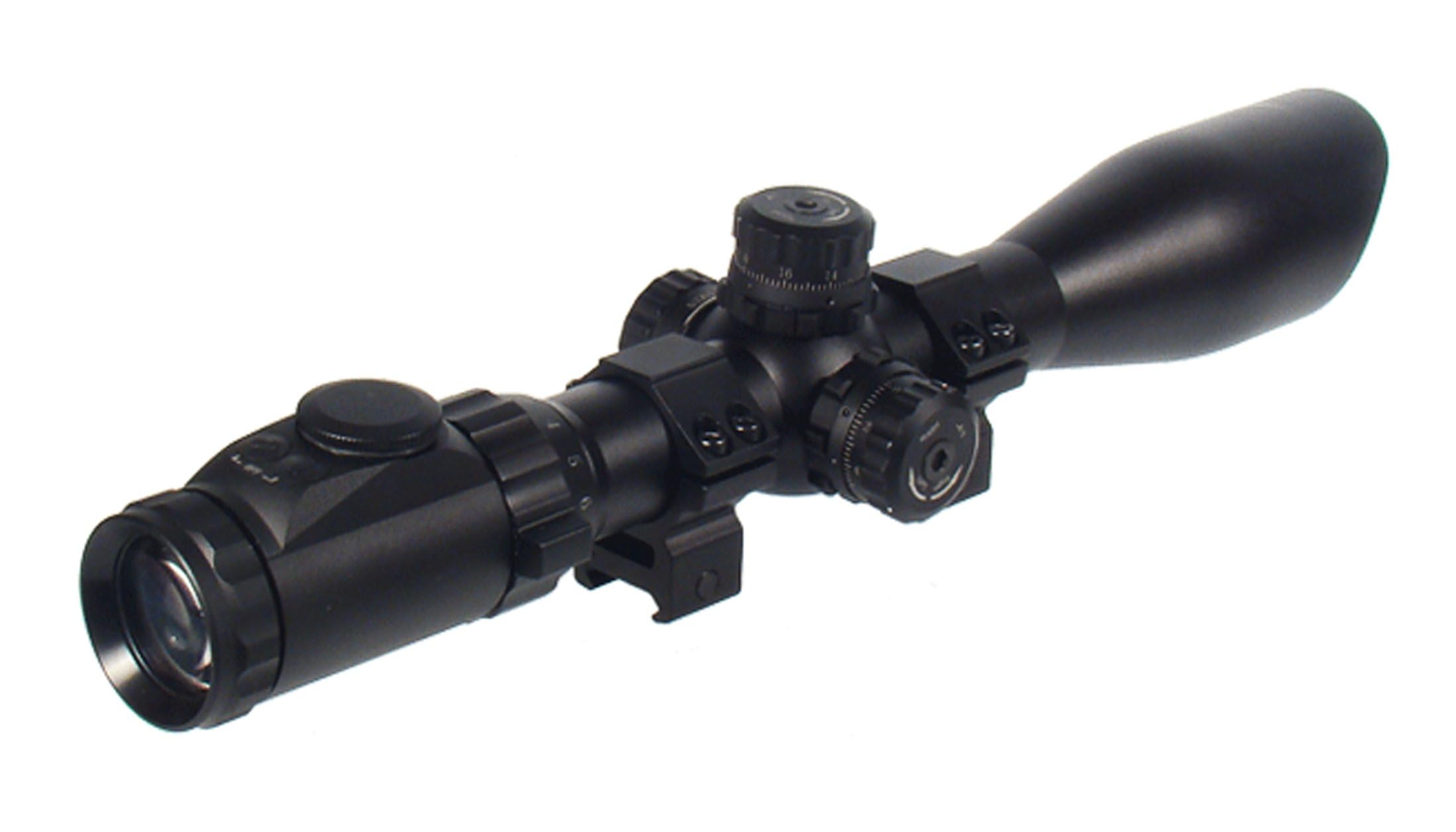UTG 3-12x44 AO SWAT Accushot Rifle Scope, EZ-TAP, Illuminated Mil-Dot Reticle, 1/4 MOA, 30mm Tube, See-Thru Weaver Rings