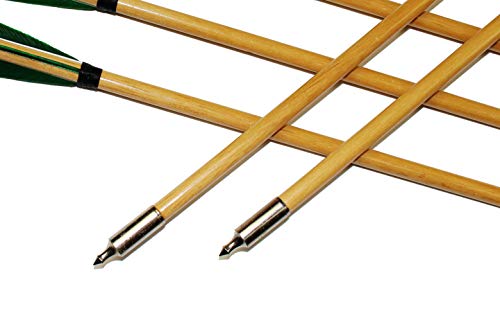 TTFLY FLETCHING 12PK 32 inch Traditional Wooden Arrows Handmade Shaft Green Shield Turkey Feather Practice Archery for Recurve Longbow Hunting Arrows